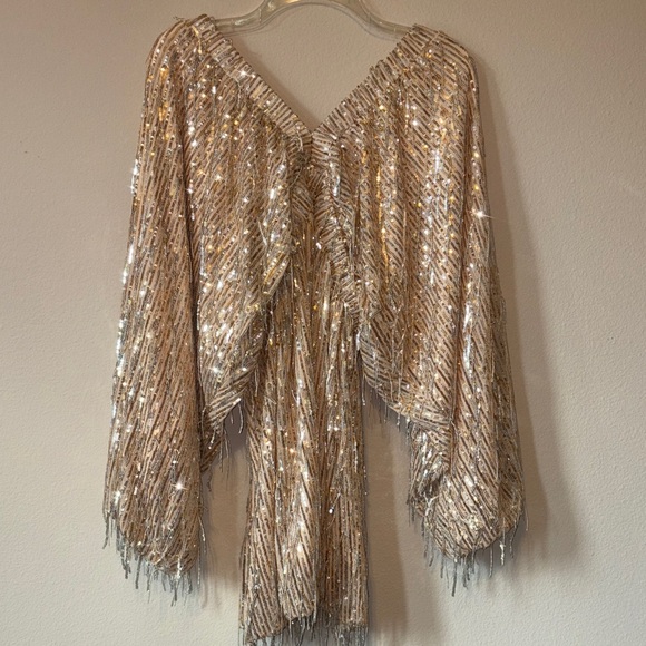 Main Strip | Dresses | Main Strip Gold Sequin Fringe Dress | Poshmark